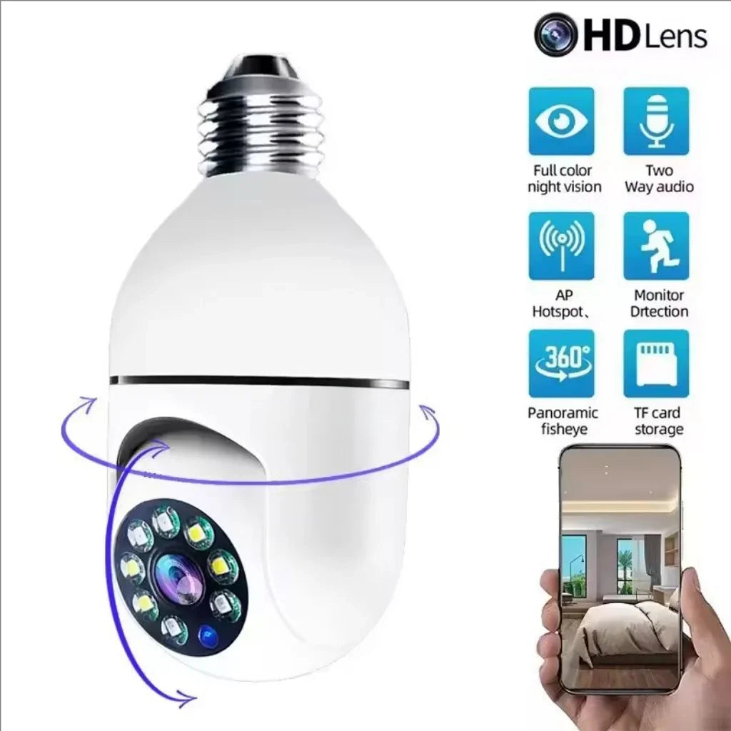 E27 Bulb Surveillance Outdoor Security Camera Automatic Night Vision C ...